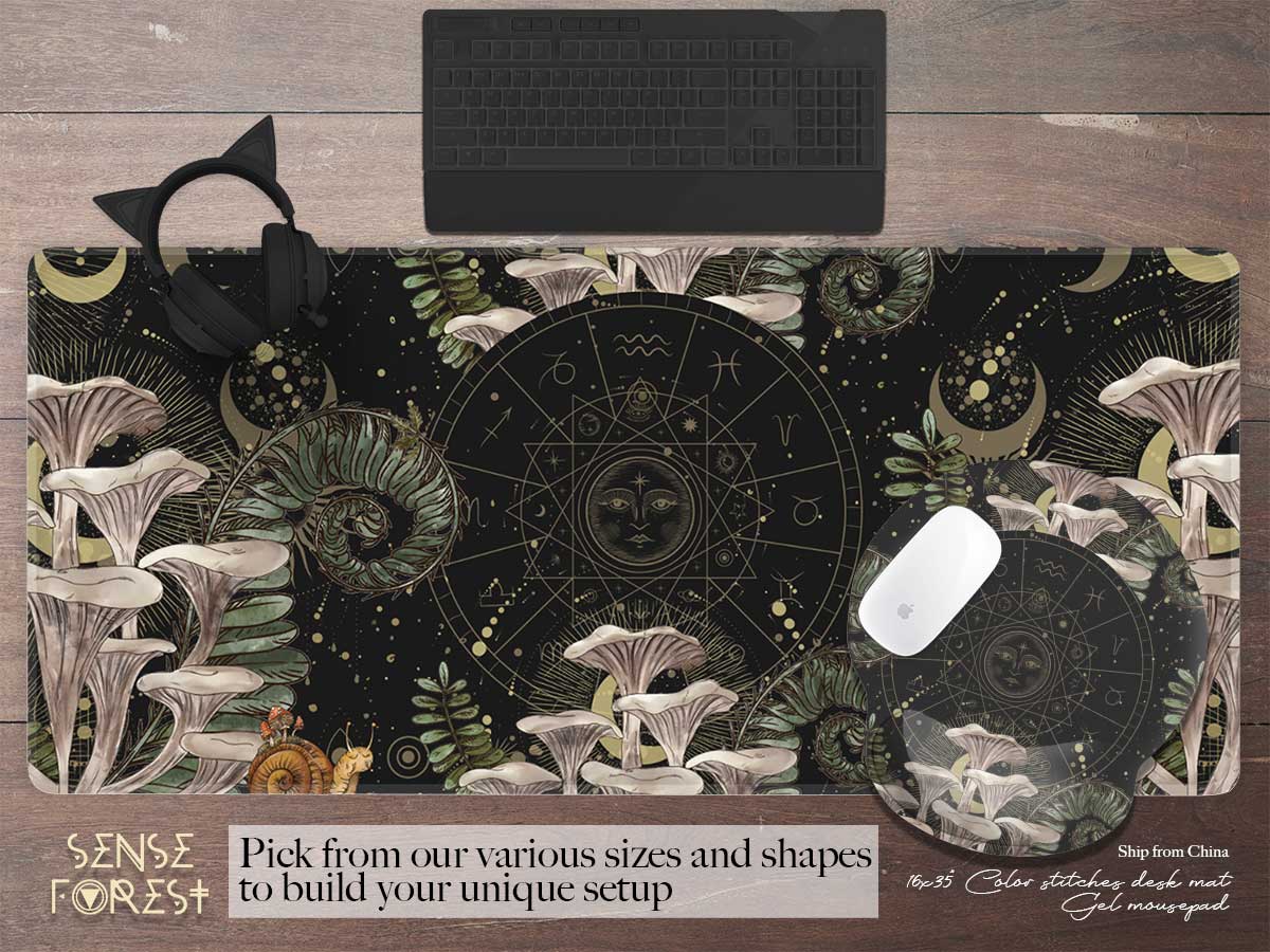Witchy Dark Cottagecore Dest Mat mouse pad Tarot mat | Sense Forest